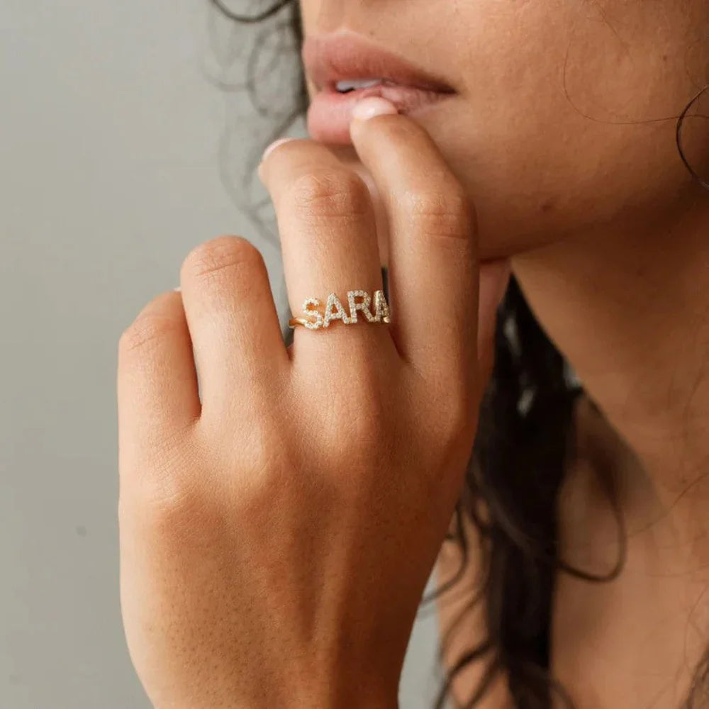 Custom Diamond Name Ring – Eraya Jewel